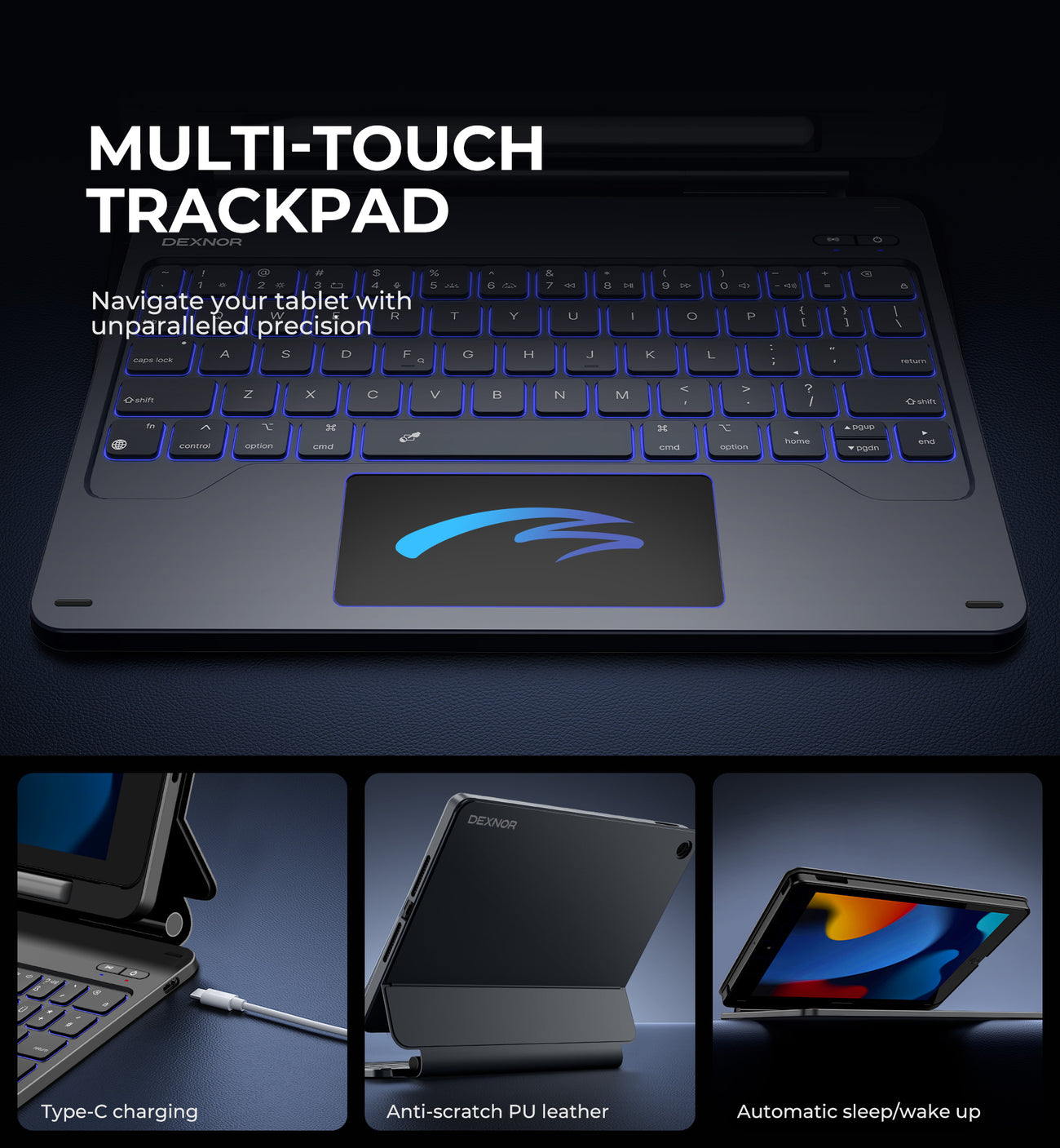 Dexnor Keyboard Case For iPad 8th Gen With Trackpad Pen Holder Slim ...