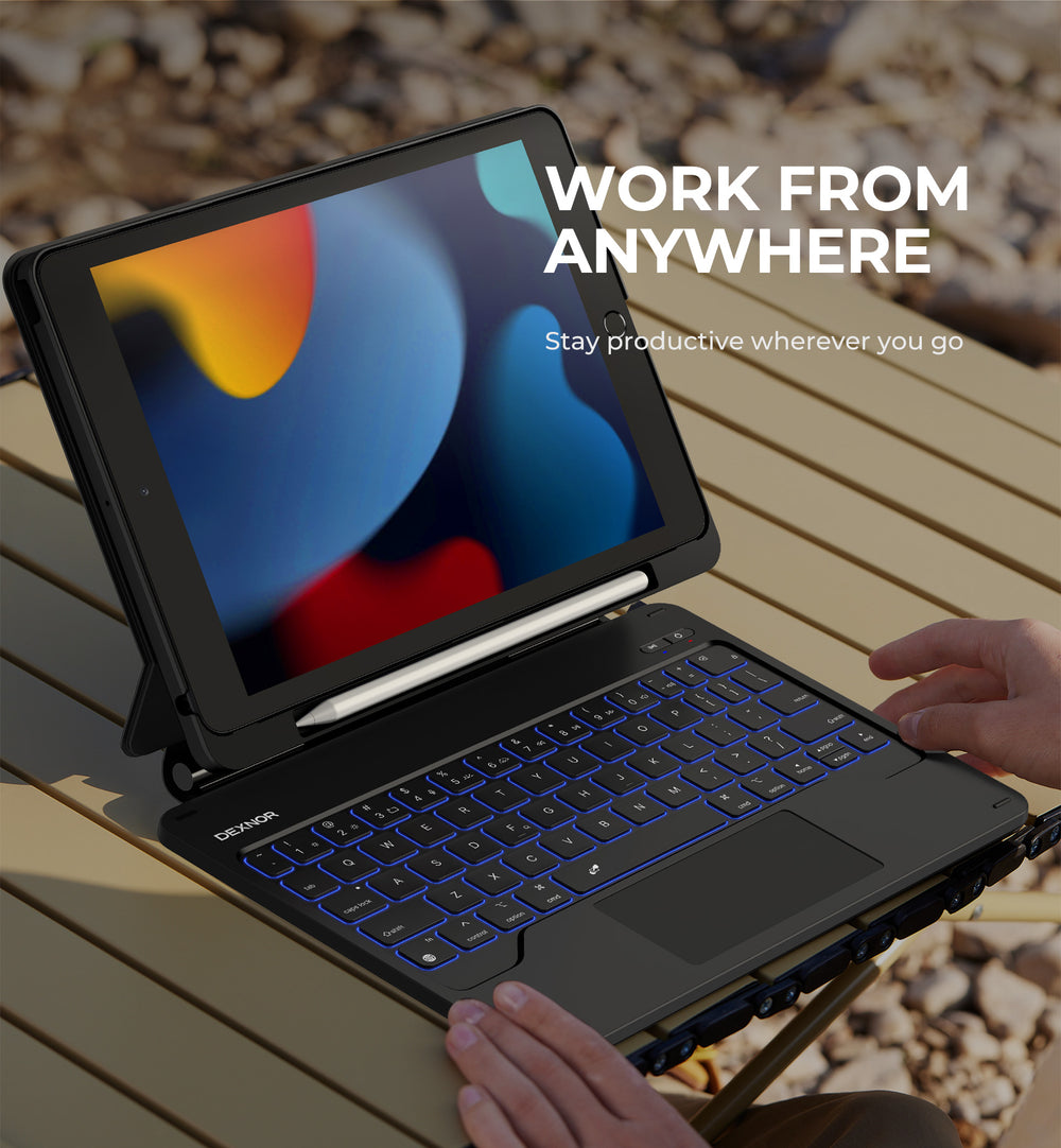 Dexnor Keyboard Case For iPad 8th Gen With Trackpad Pen Holder Slim ...