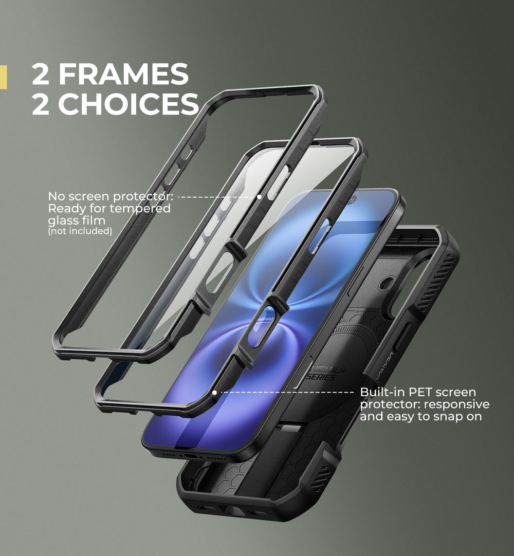 Dexnor Black Case For iPhone 16 With Slide Camera Cover MagSafe Heavy ...